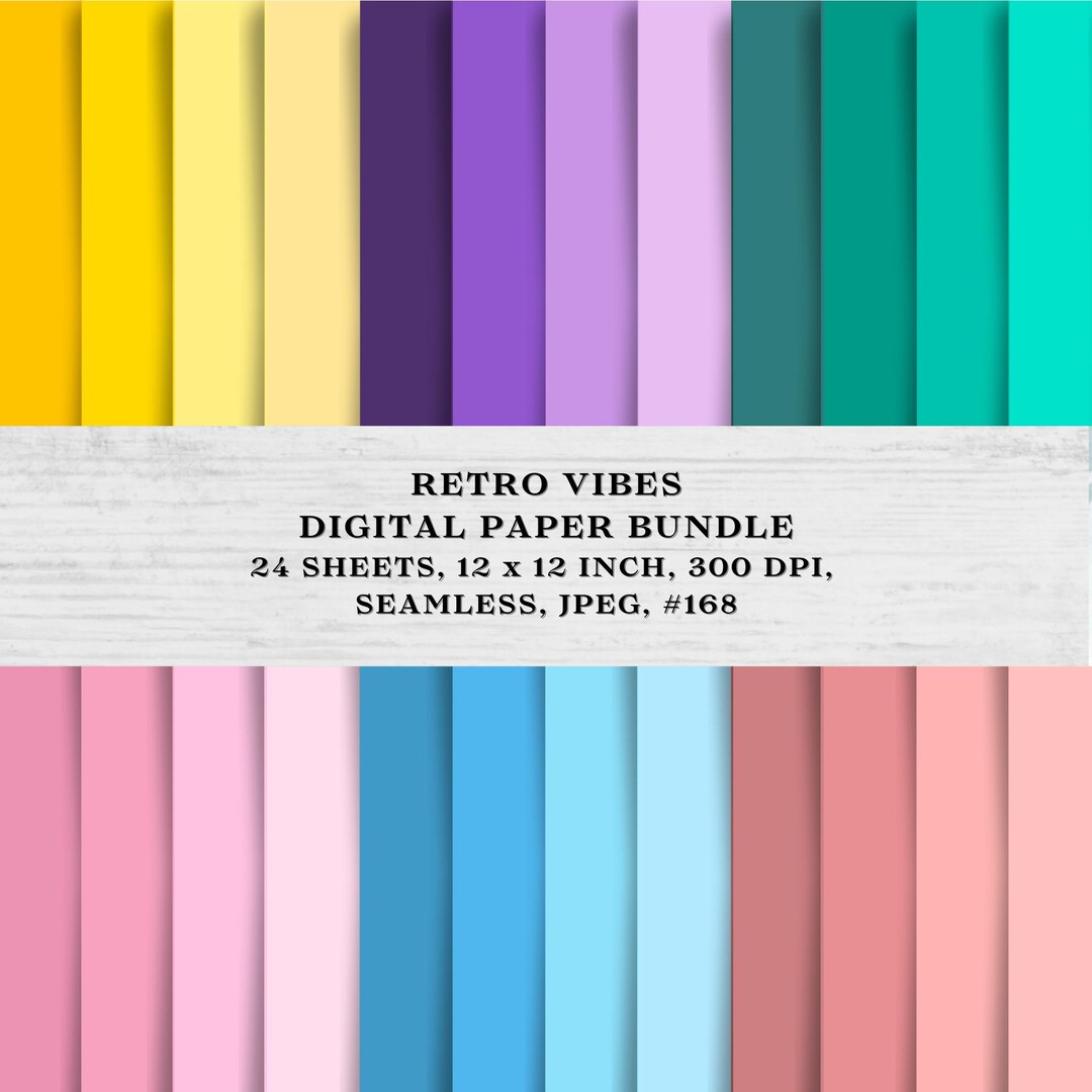 Retro Digital Paper Bundle, Seamless Scrapbooking Designs (digital ...