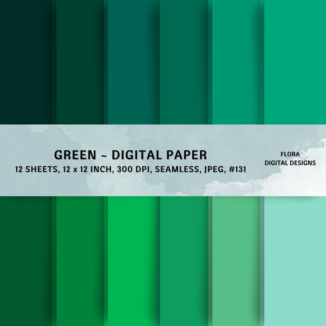 Green Digital Paper, Green Shades, Seamless Digital Paper, Crafting ...