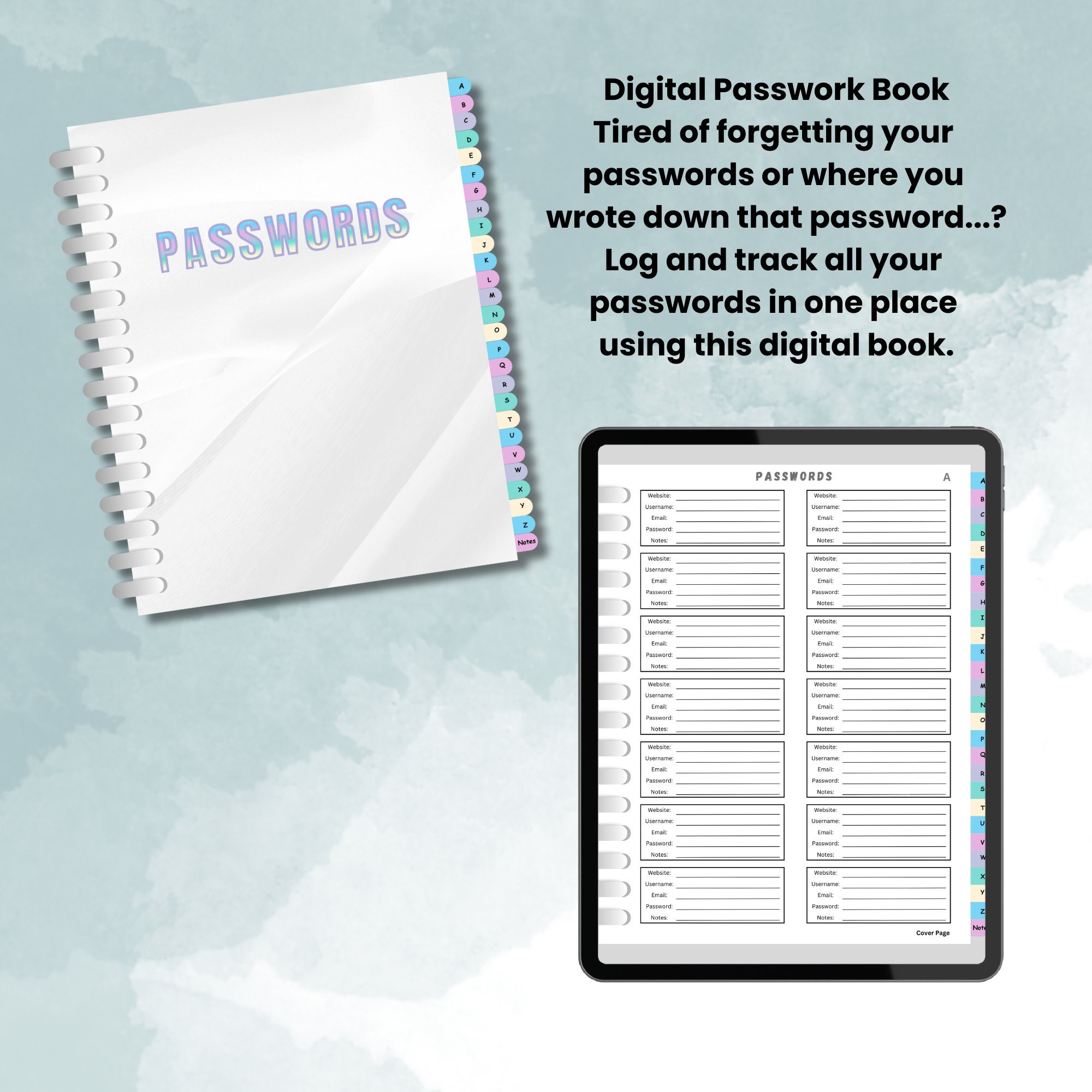 Digital Password Book, Goodnotes, Notability, Password Tracker ...