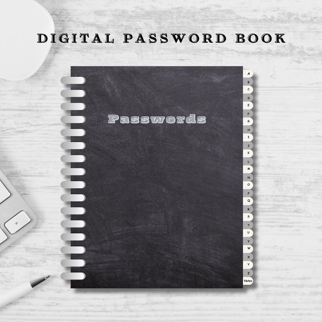 Password Book, Alphabetical Tracker for Goodnotes, Notability, (PDF ...