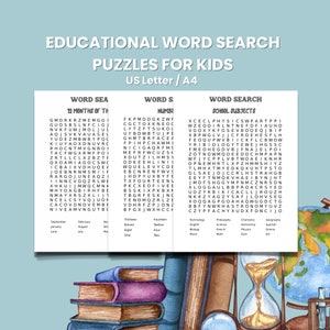 Educational Word Search Puzzles Educational Activity - Etsy