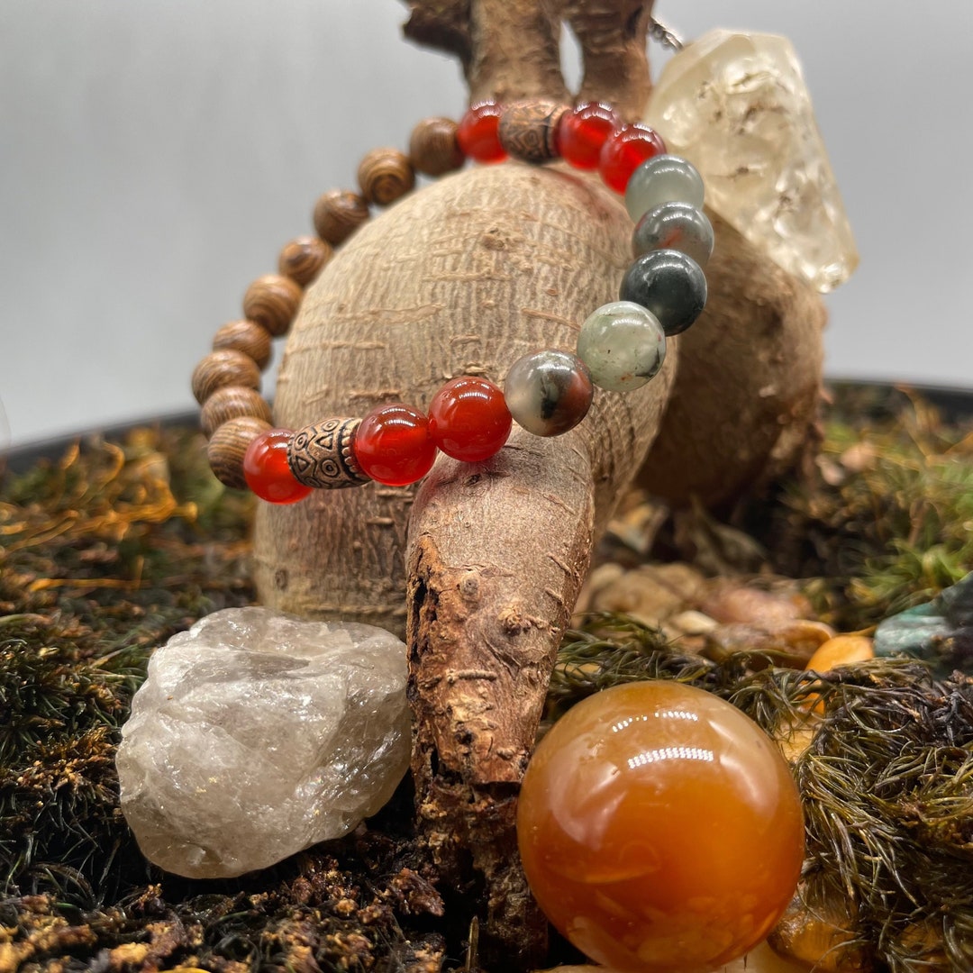 Reiki-infused Bracelet With African Bloodstone, Carnelian, and Wenge ...