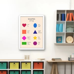 Printable Hebrew Shapes for Kids Jewish Kids Poster Jewish Kids Room ...