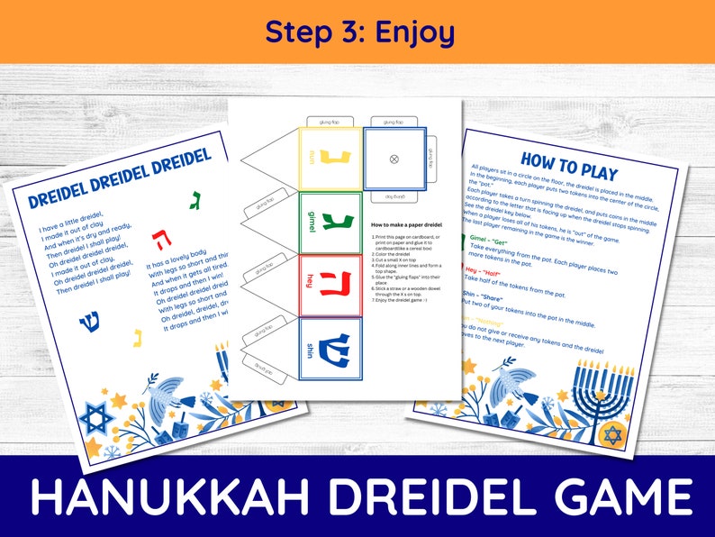 Printable DIY Hanukkah Dreidel Game, Dreidel Craft, Chanukah Activities ...
