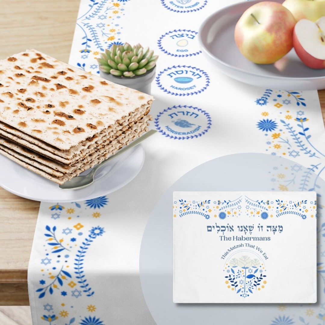 Personalized Passover Table Runner and Matzah Cover Set | | Passover ...