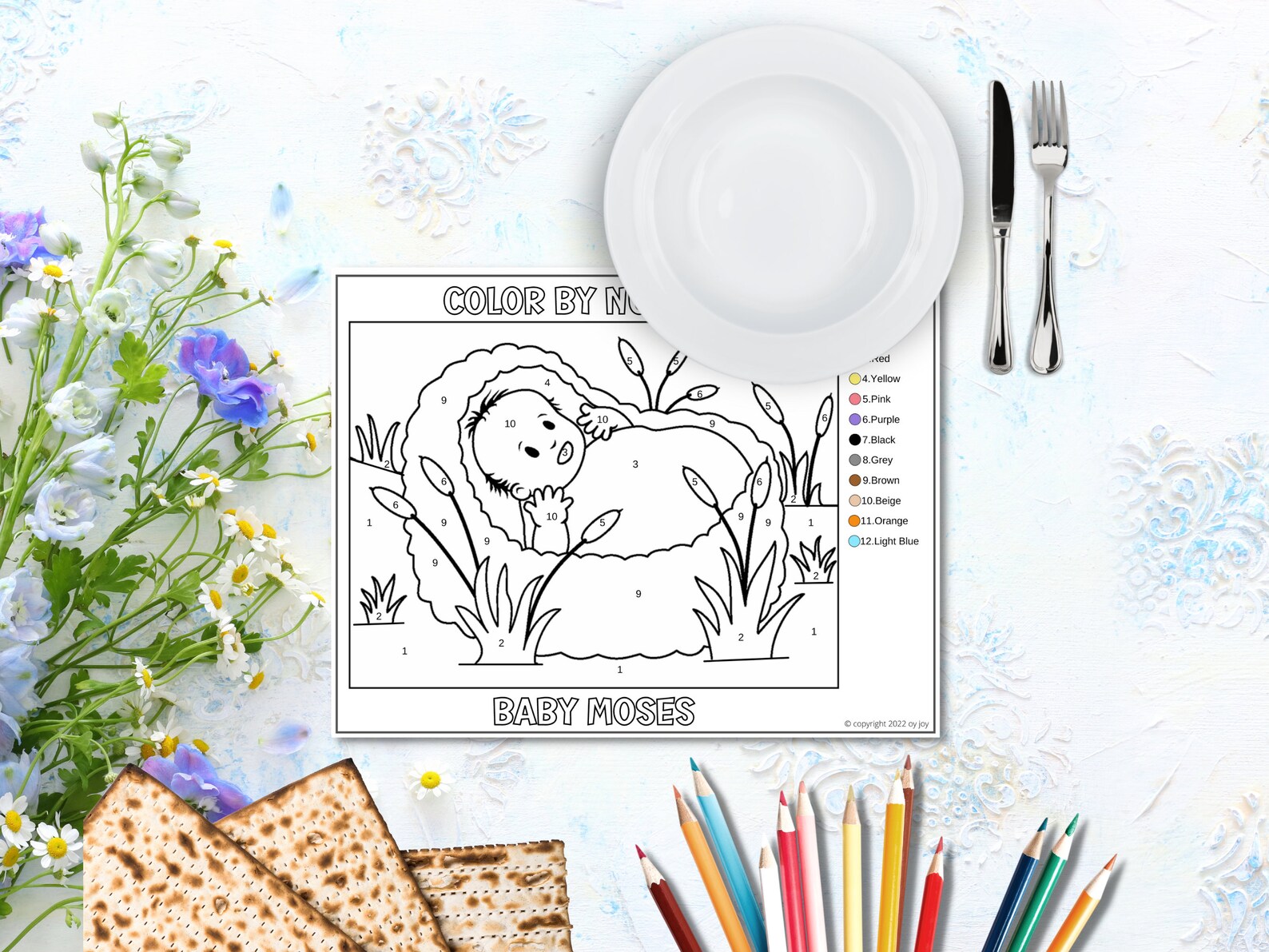 Printable Passover Color by Number, Printable Passover Activities ...
