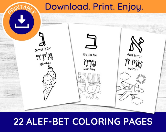 Learning Hebrew Alphabet Letters-alef Beit-coloring-a3 Poster-back to ...