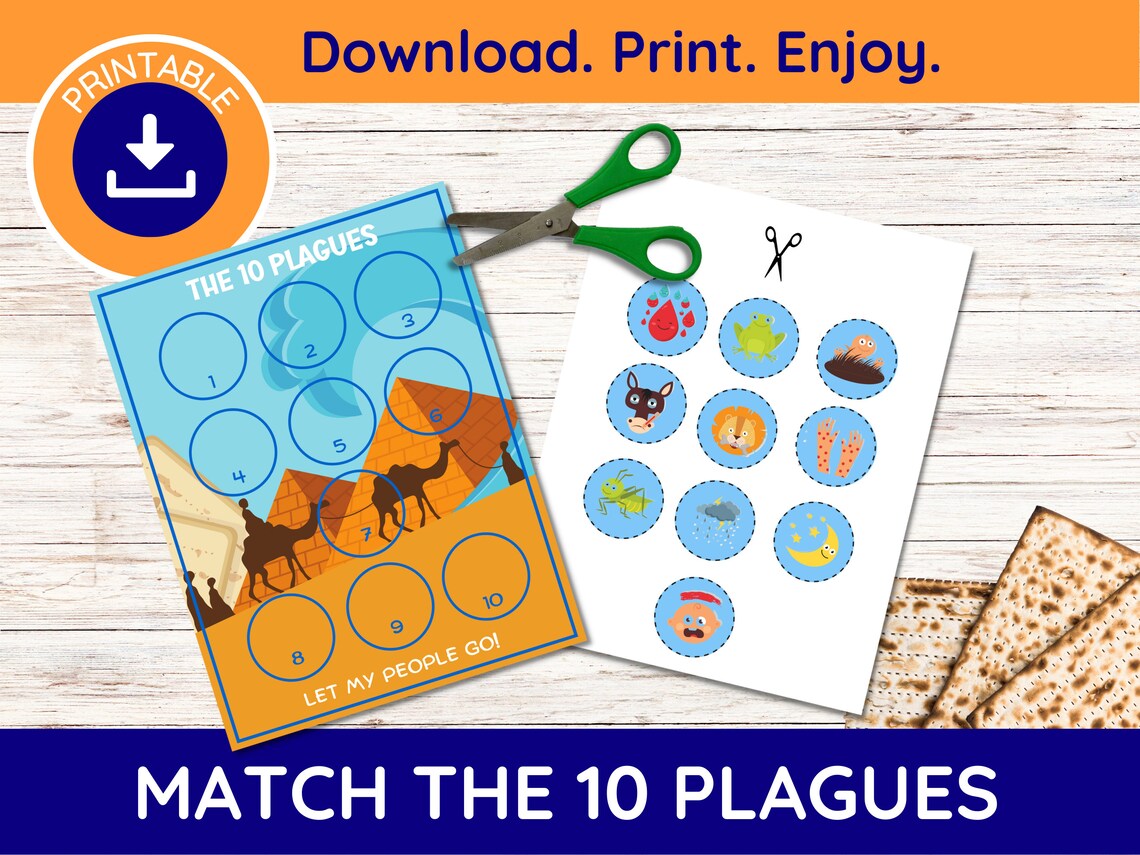 Passover Match the Ten Plagues of Passover, Printable Passover ...