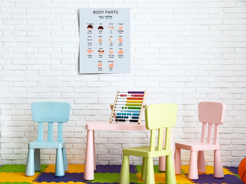 Printable Hebrew Body Parts for Kids Jewish Kids Poster Jewish Kids ...