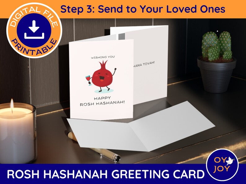 Printable Rosh Hashanah Greeting Card, Rosh Hashanah Card Printable ...