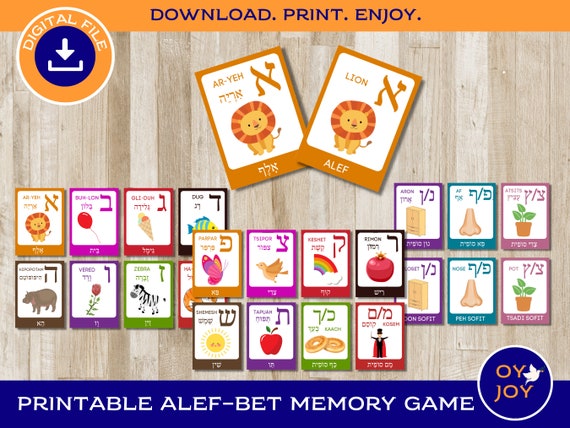 Hebrew Alphabet Memory Game Hebrew Flash Cards Hebrew - Etsy