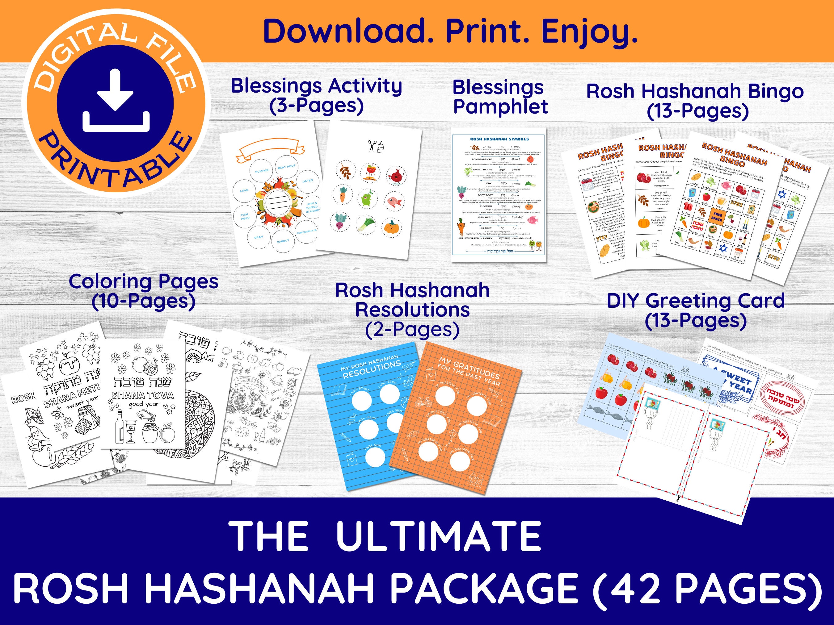 Rosh Hashanah Printable Activity Bundle Including Bingo / Rosh Hashanah ...