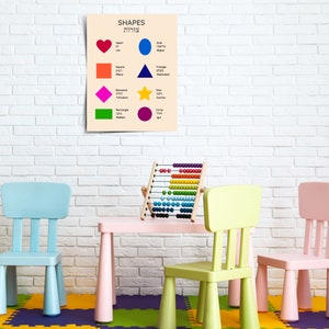 Printable Hebrew Shapes for Kids Jewish Kids Poster Jewish Kids Room ...