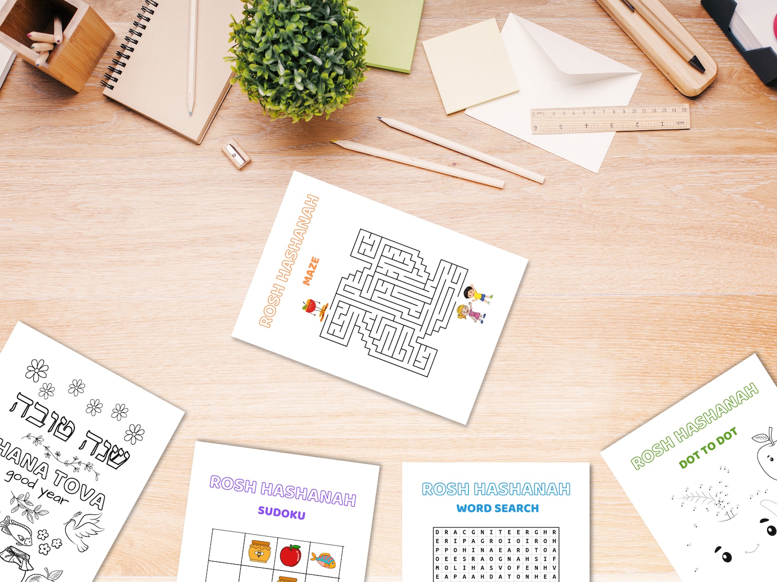 5 Printable Rosh Hashanah Activity Pages for Kids, Rosh Hashanah ...