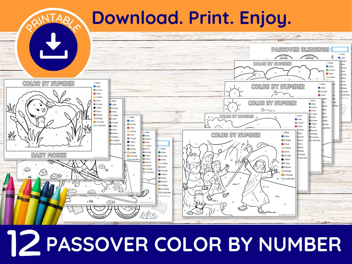 Printable Passover Color by Number, Printable Passover Activities ...
