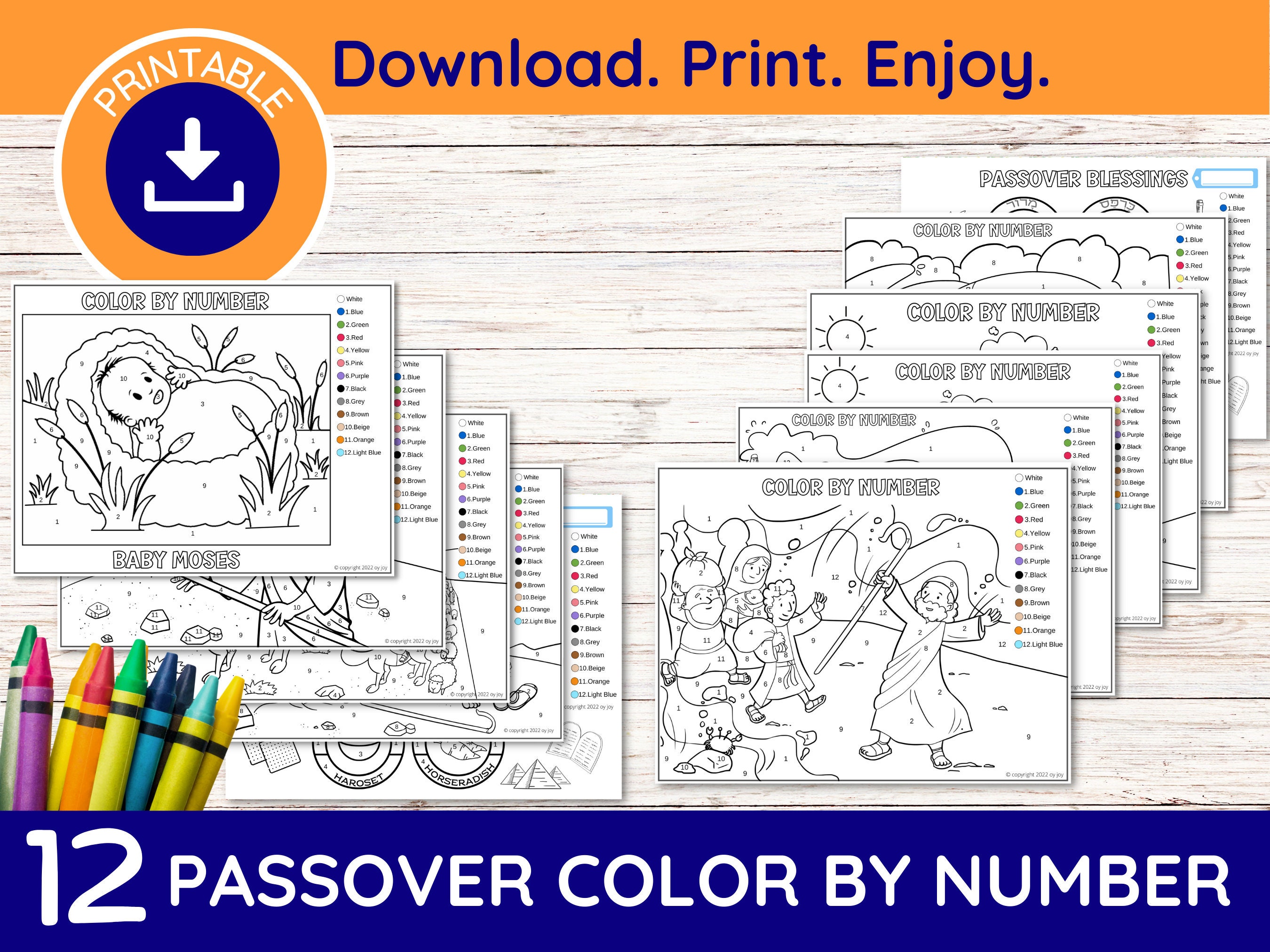 Printable Passover Color by Number, Printable Passover Activities ...