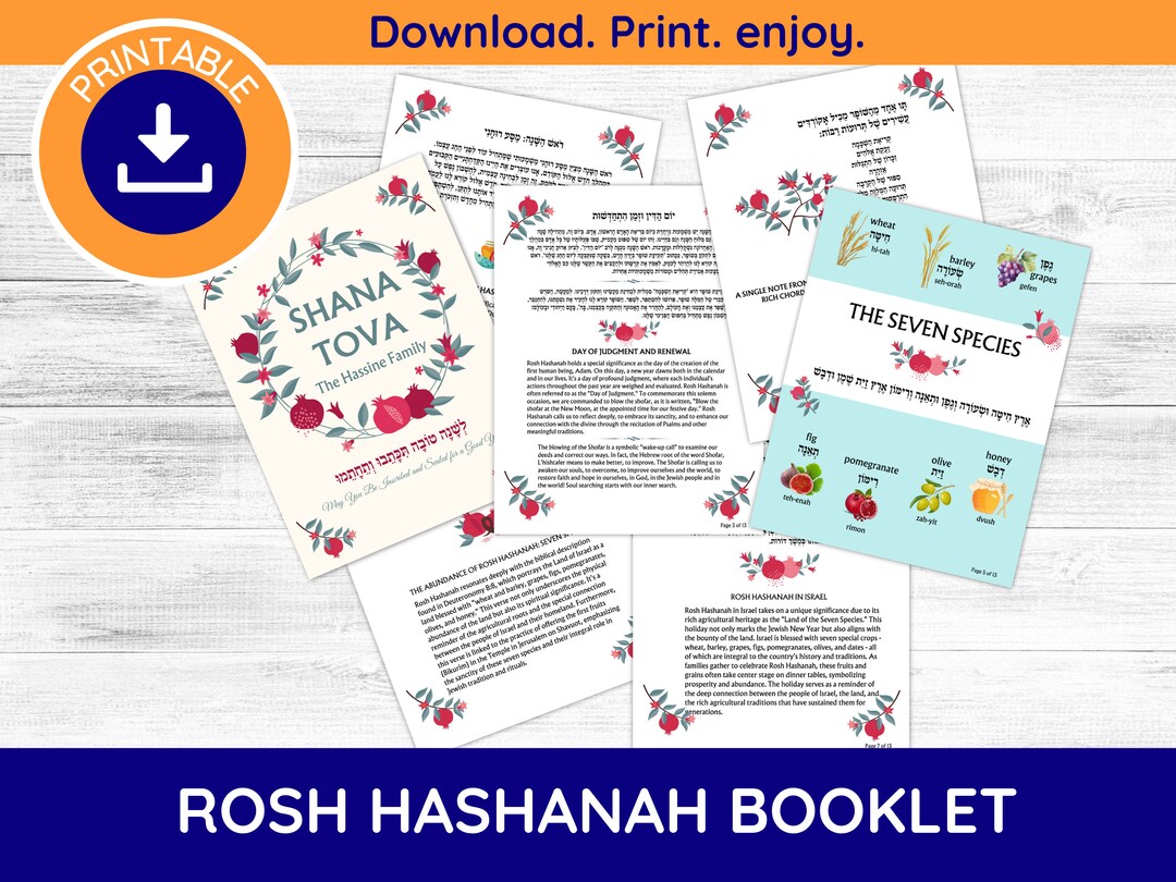 Printable Rosh Hashanah Booklet, Rosh Hashanah Activities, Rosh ...