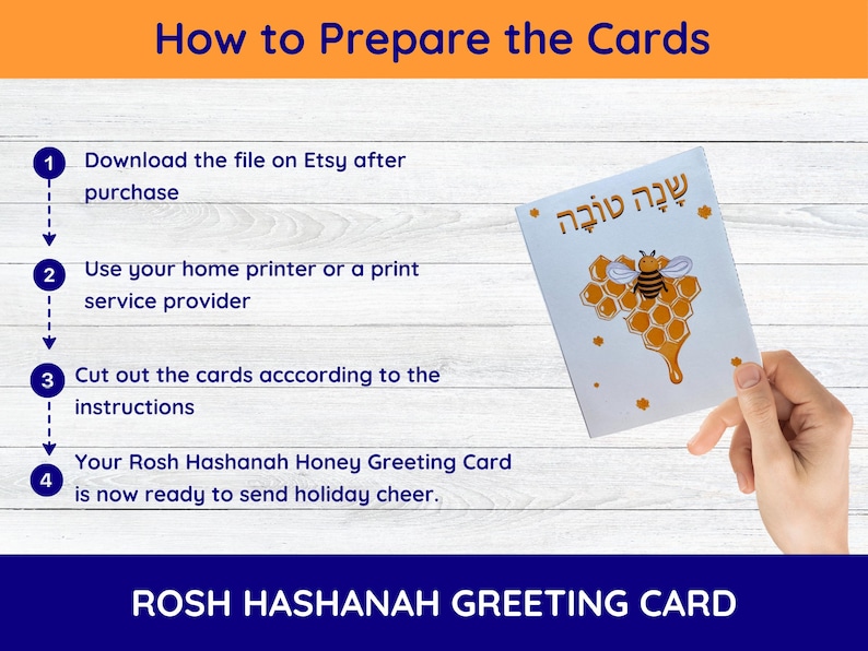Printable Rosh Hashanah Honey Greeting Card, Printable Rosh Hashanah ...