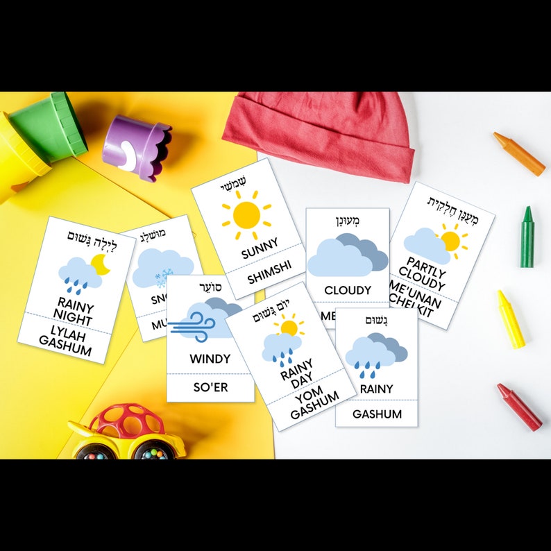 Hebrew Seasons Flash Cards Poster, Hebrew Flash Cards, Learn Your ...