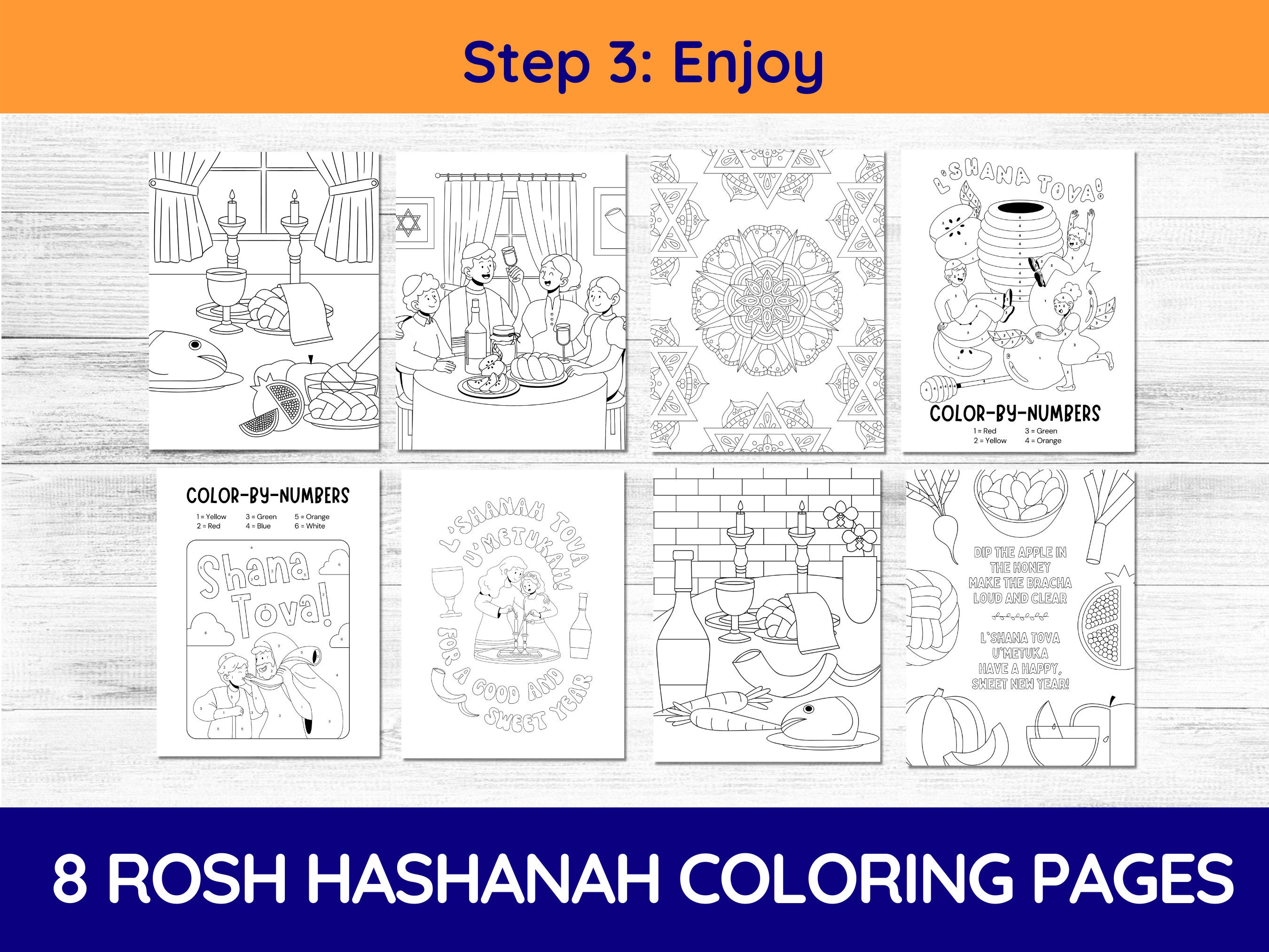 8 Printable Rosh Hashanah Coloring Pages for Kids, Rosh Hashanah ...