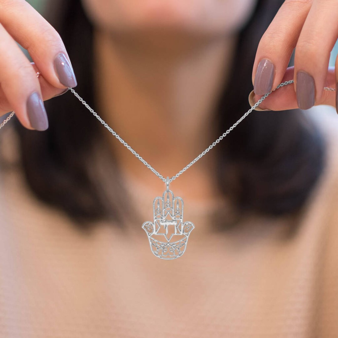 925 Sterling Silver Hamsa Hand Pendant Jewish Jewelry Gift for Jewish ...