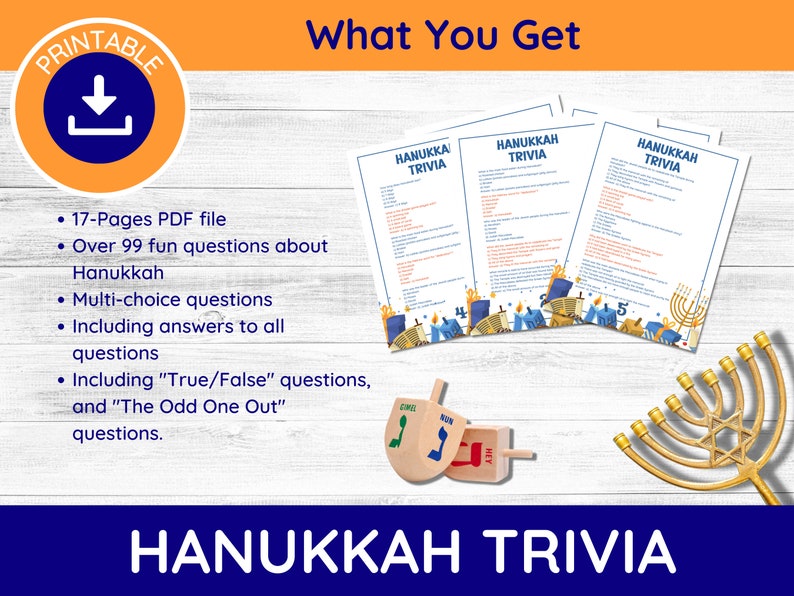 Printable Hanukkah Trivia, 99 Trivia Hanukkah Questions, Chanukah ...