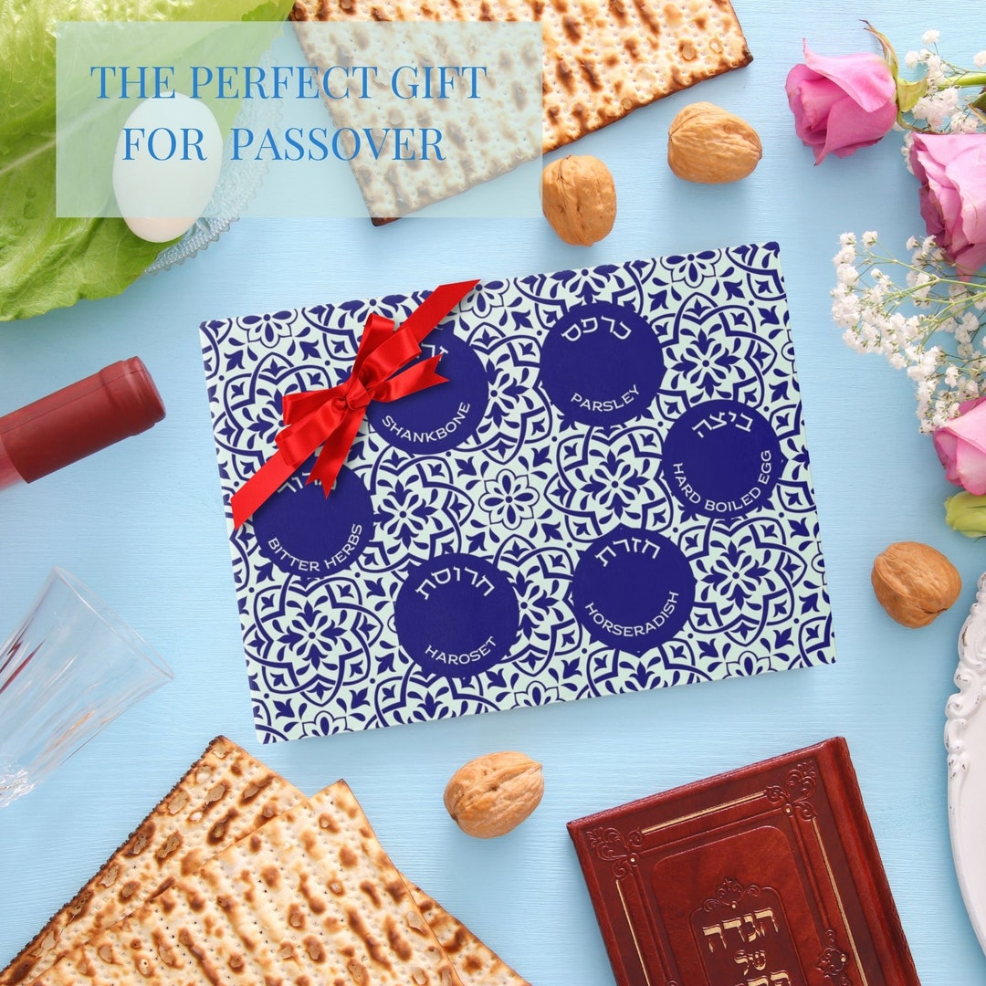 Unique Rectangular Seder Plate Blue Pesach Plate Symbolic Passover ...