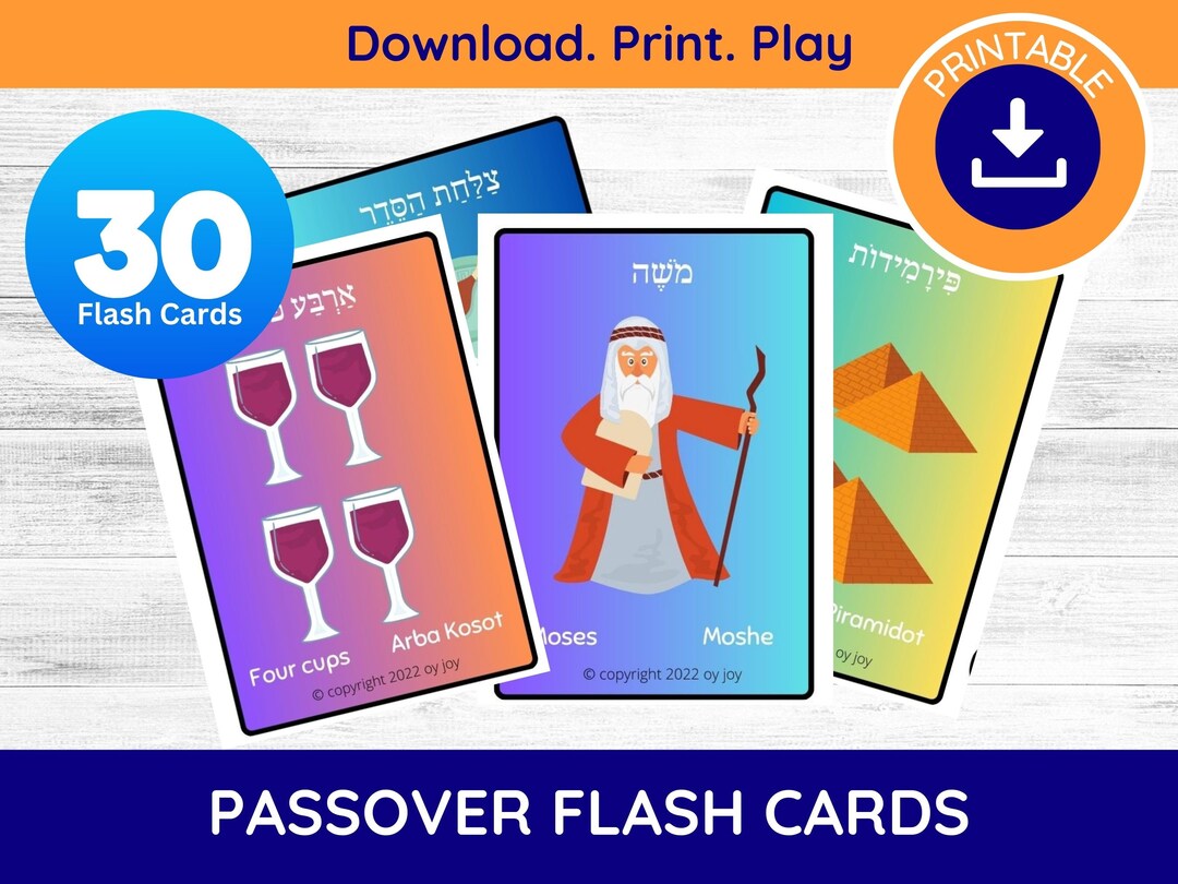 Passover Symbols Flash Cards for Kids: Learn About 30 Key Traditions in ...