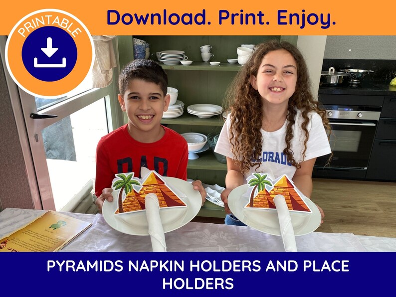 Printable Pyramids Napkin Holder and Place Holders Passover Decorations ...
