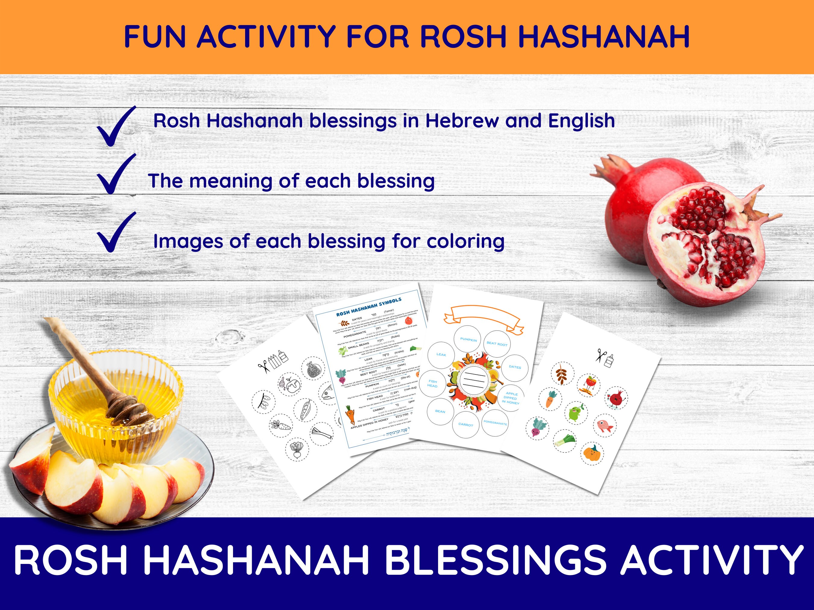 Printable Rosh Hashanah Activities Rosh Hashanah Kids Rosh - Etsy