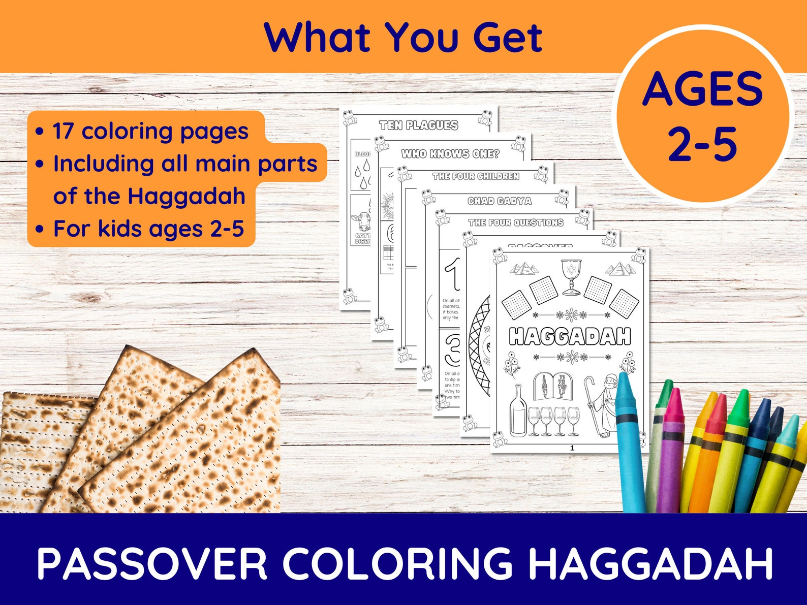Printable Coloring Haggadah for Kids Ages 2-5, Passover for Children ...