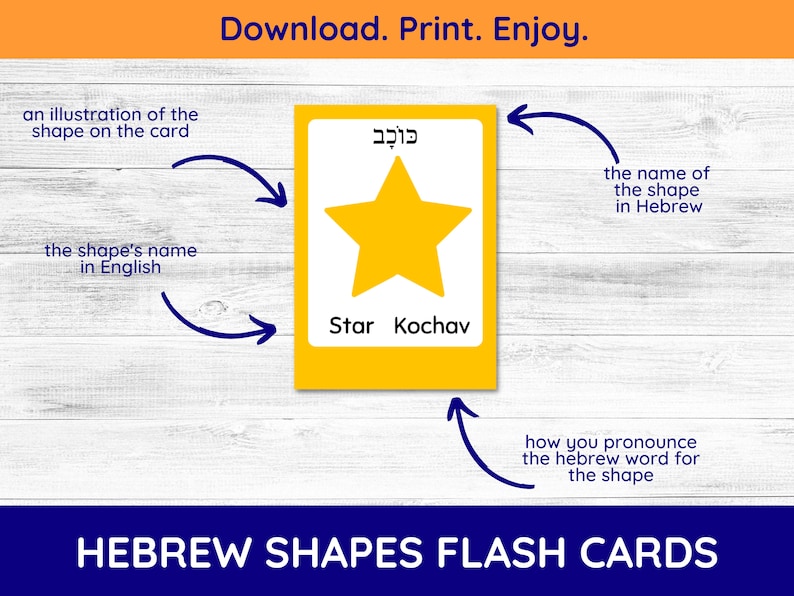 Hebrew Shapes Flash Cards Hebrew Flash Cards Learn Your - Etsy