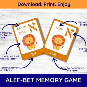 Hebrew Alphabet Memory Game, Hebrew Flash Cards, Hebrew Alphabet Cards ...