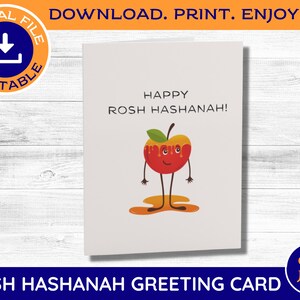 Printable Rosh Hashanah Greeting Card, Rosh Hashanah Card Printable ...