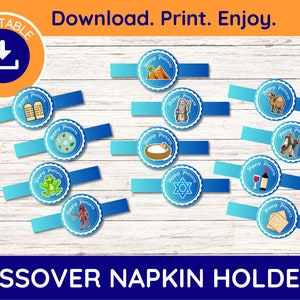 Printable Passover Napkin Holders With Passover Symbols, Passover Table ...