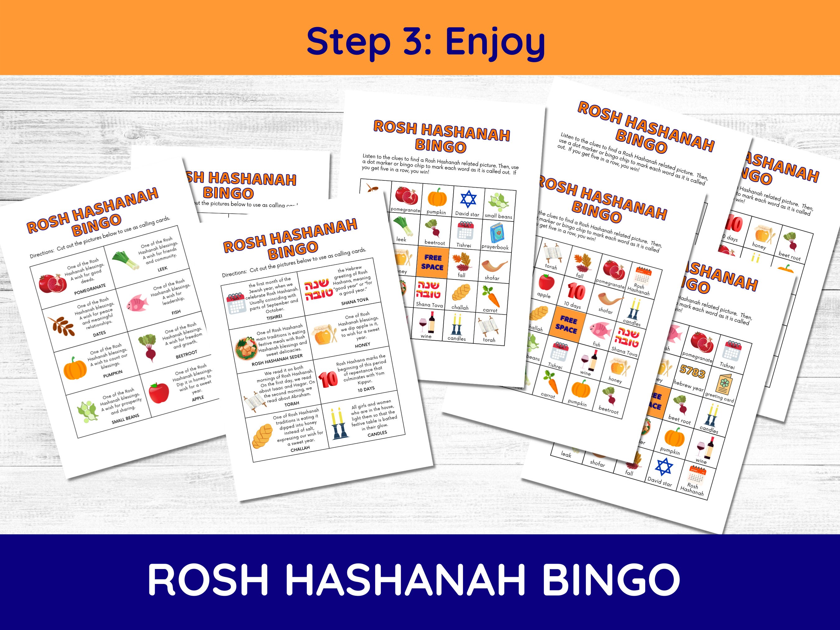 Printable Rosh Hashanah Bingo Game 20 Players Printable Rosh - Etsy