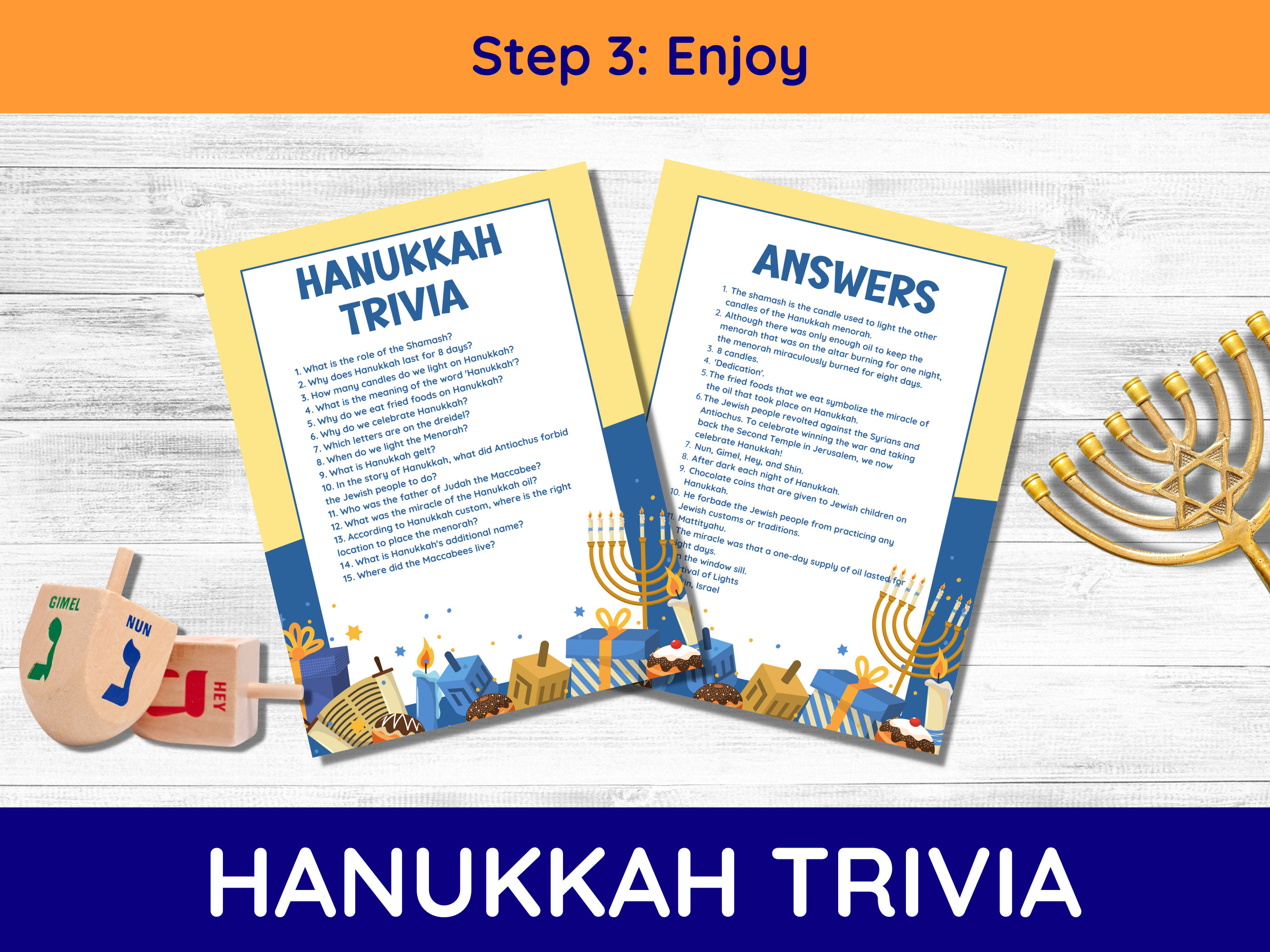 Printable Hanukkah Trivia Chanukah Activities (Download Now) - Etsy
