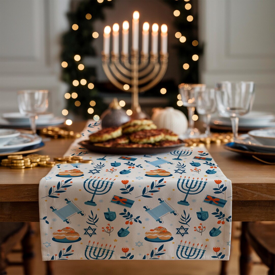 Hanukkah Table Runner, Menorah Table Runner, Chanukah Table Runner ...