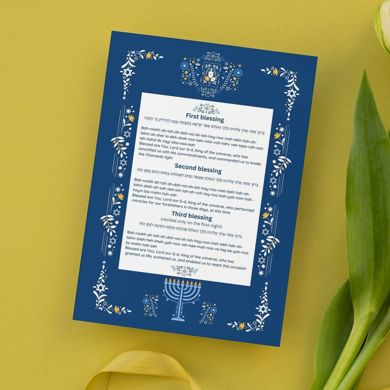 Printable Hanukkah Blessings Pamphlet | Hanukkah Jewish Holiday Brachot ...