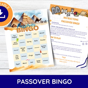 Printable Bingo Passover Game, Printable Passover Activities, Passover ...