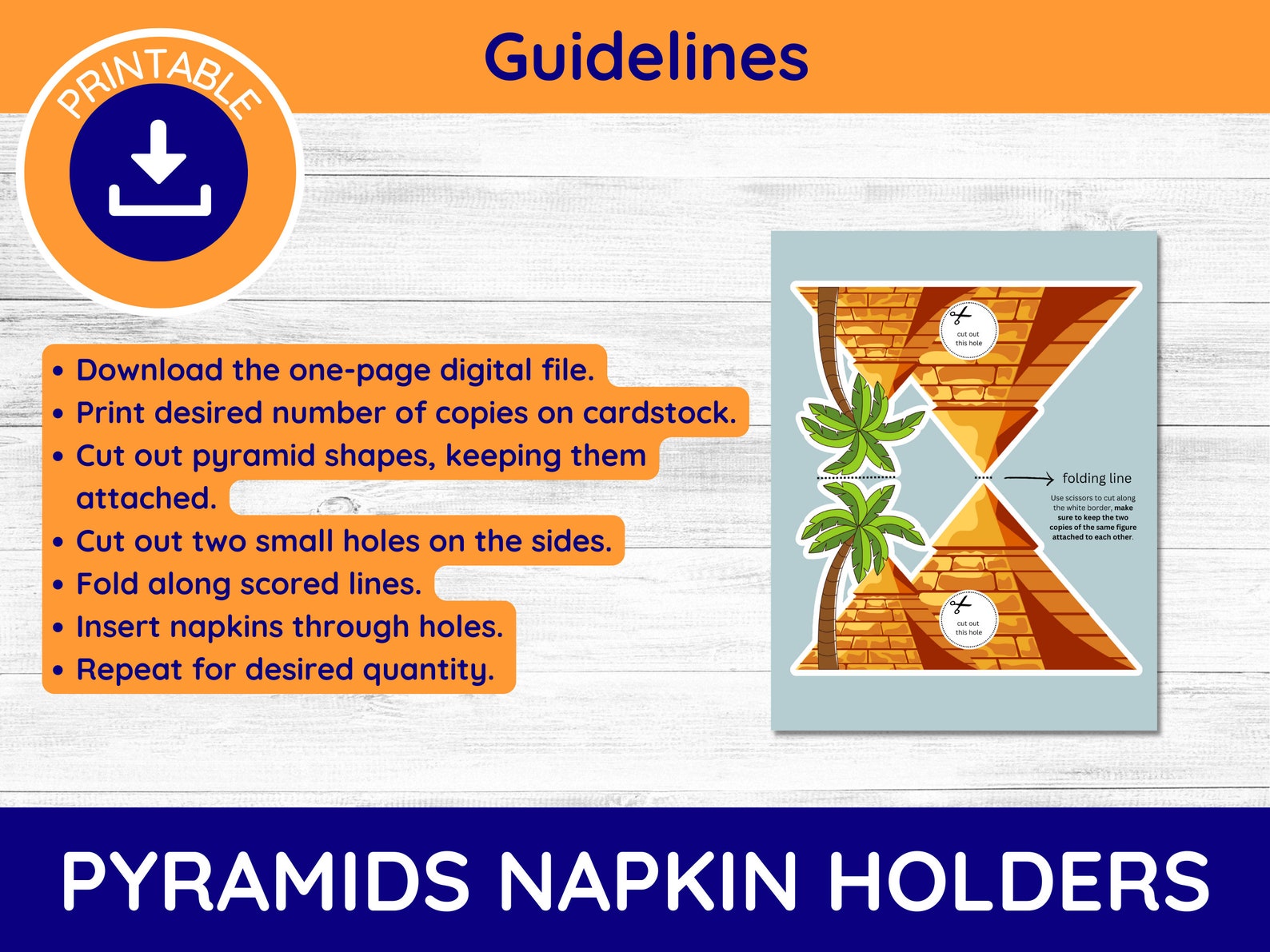 Printable Pyramids Napkin Holder and Place Holders Passover Decorations ...