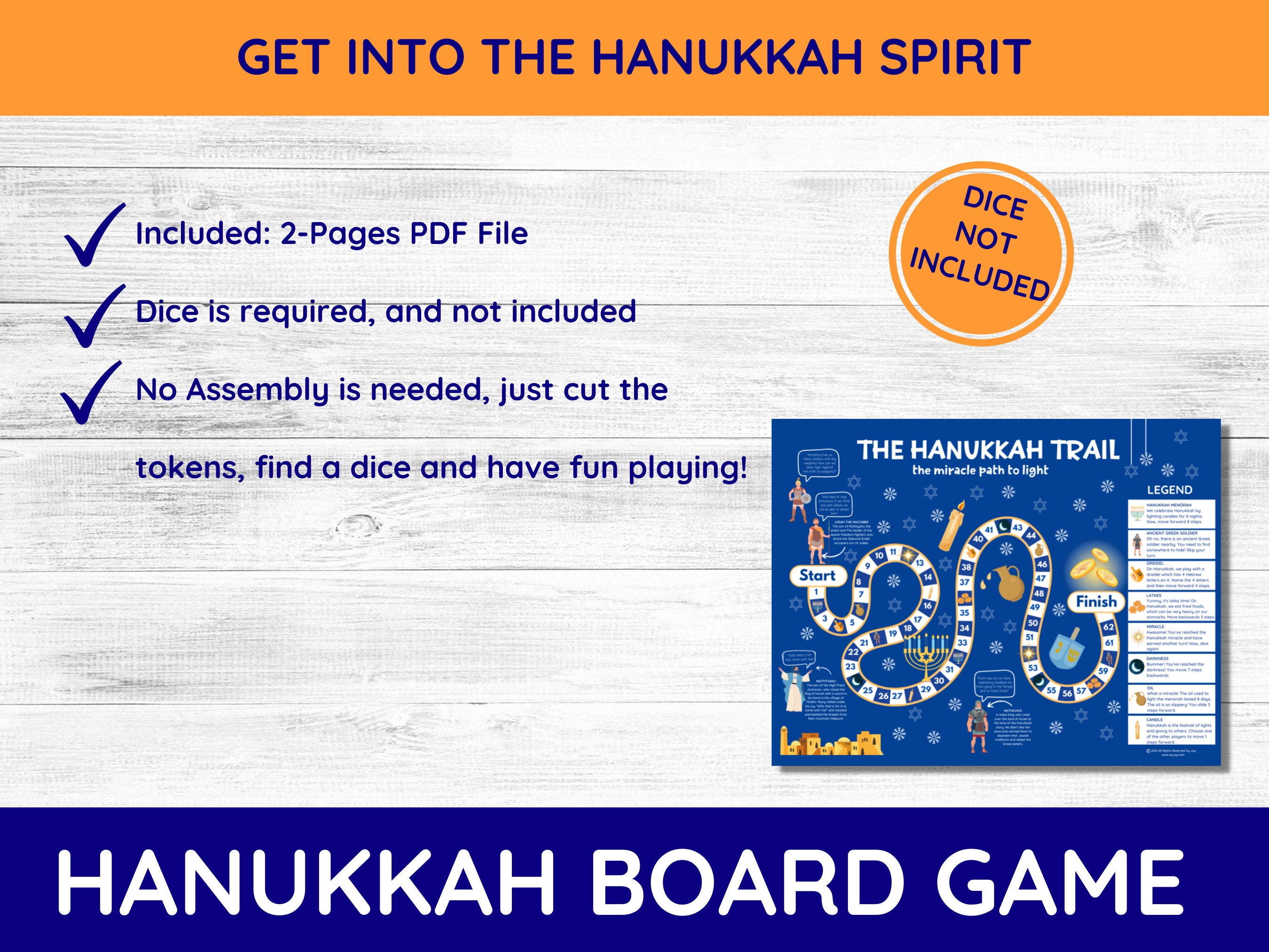 Printable Hanukkah Board Game, Hanukkah Games, Chanukah Games, Hanukkah ...