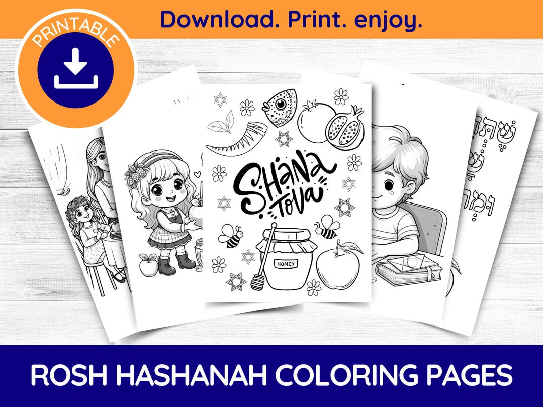 22 Printable Rosh Hashanah Coloring Pages for Kids, Rosh Hashanah ...