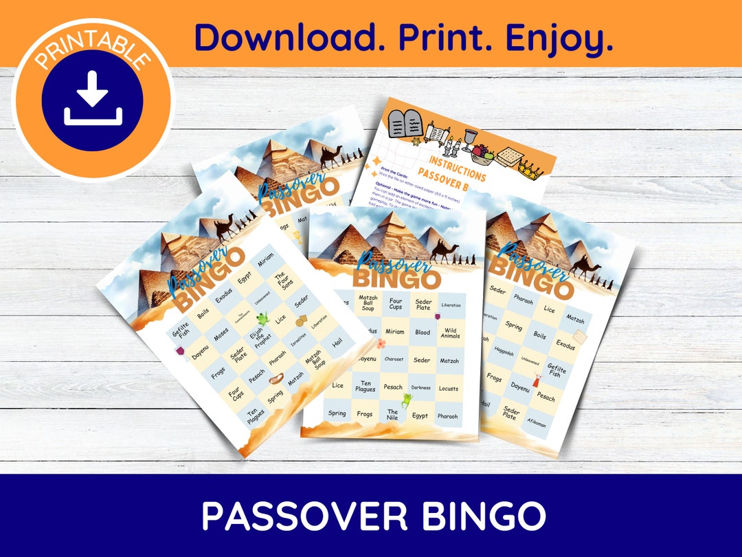 Printable Bingo Passover Game, Printable Passover Activities, Passover ...