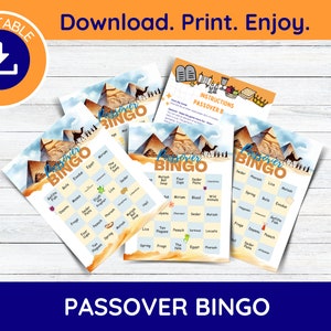 Printable Bingo Passover Game, Printable Passover Activities, Passover ...