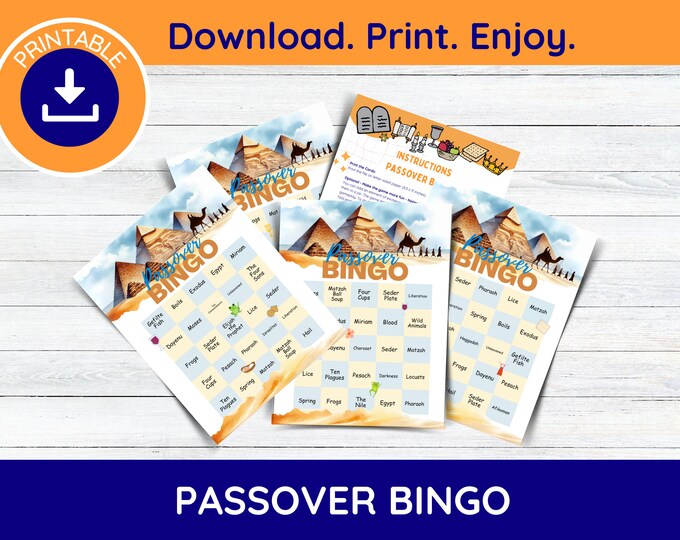 20 Printable Passover Bingo Cards | School Passover Party Game ...