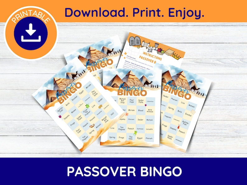 Printable Bingo Passover Game, Printable Passover Activities, Passover ...