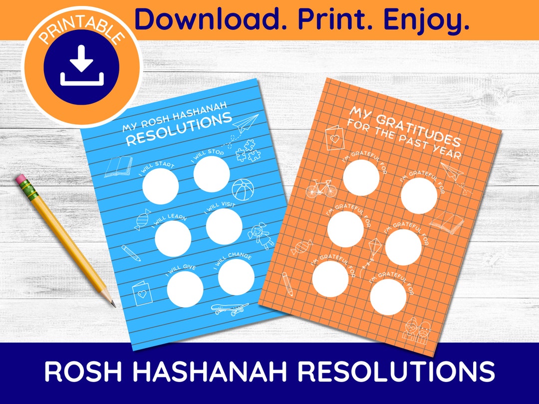 Printable Rosh Hashanah Resolutions and Gratitudes for Kids Rosh ...