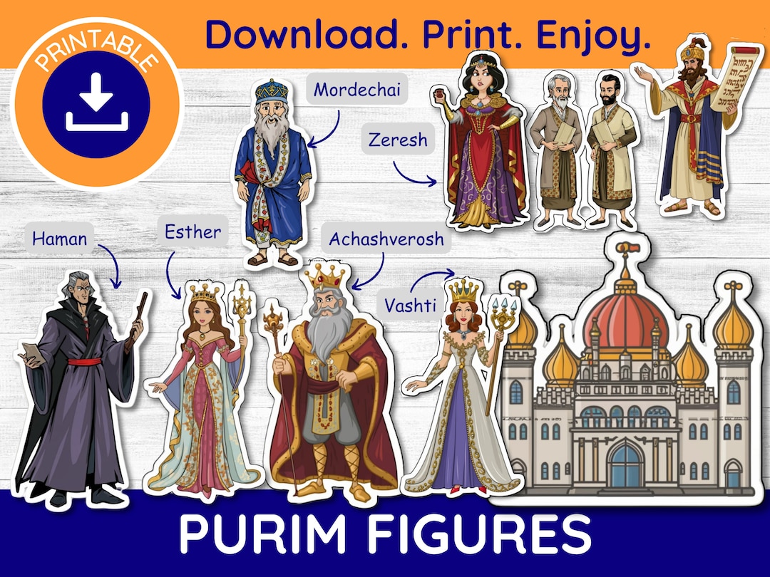 Printable Purim Figures, Purim Table Decorations, Purim Kids Activities ...