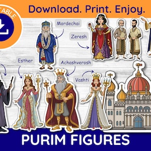 Printable Purim Figures, Purim Table Decorations, Purim Kids Activities ...
